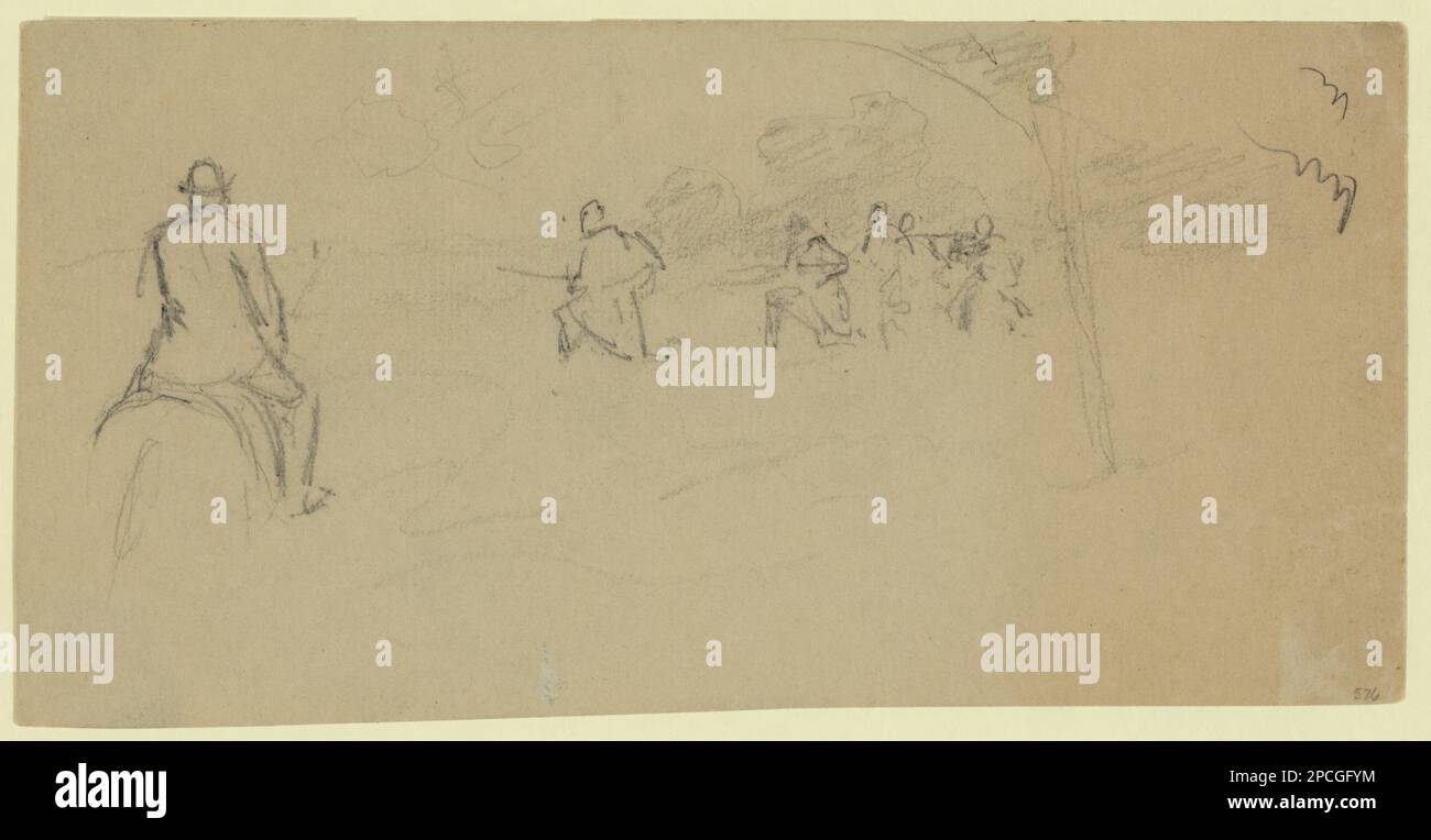 A horseman and four rifleman. Morgan collection of Civil War drawings ...