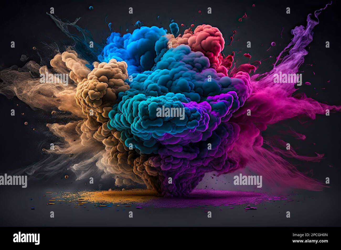illustration of the colorful powder explosion Stock Photo - Alamy