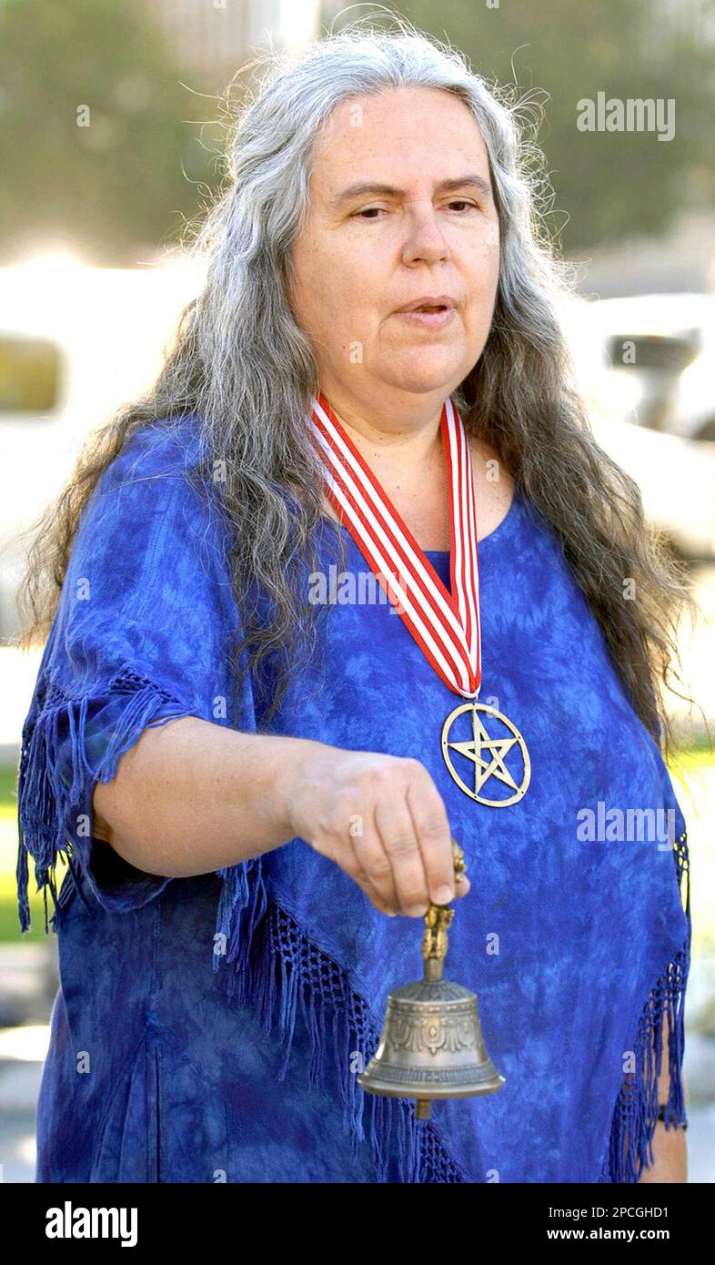 The Rev. Selena Fox performs a Wiccan bell-ringing ceremony during the ...