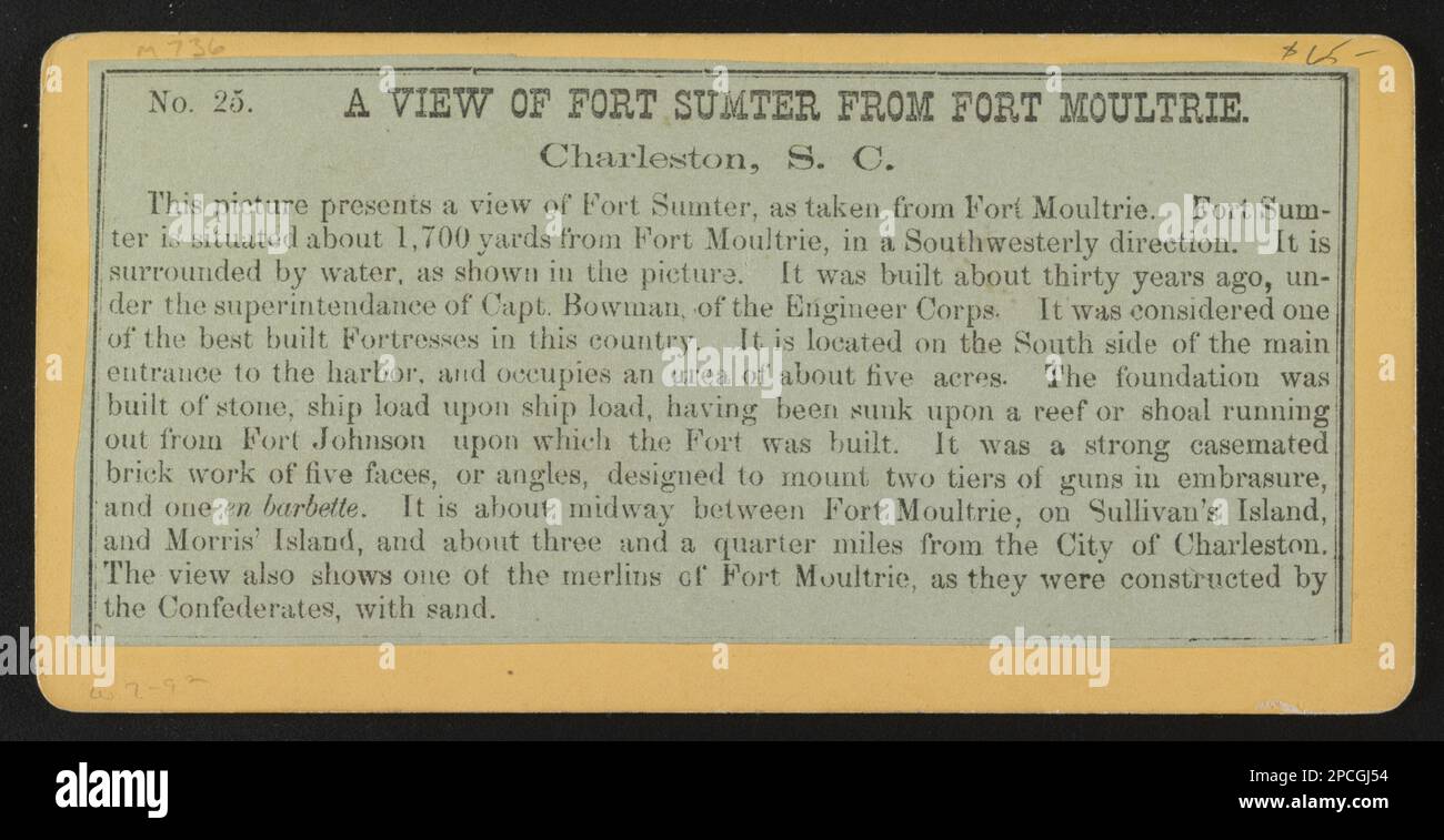 A view of Fort Sumter from Fort Moultrie. The Robin G. Stanford ...