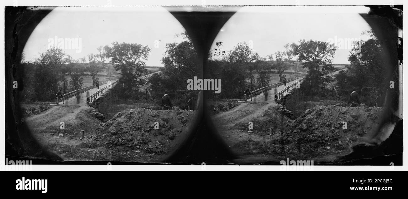 North Anna River, Virginia. Chesterfield bridge with Confederate ...