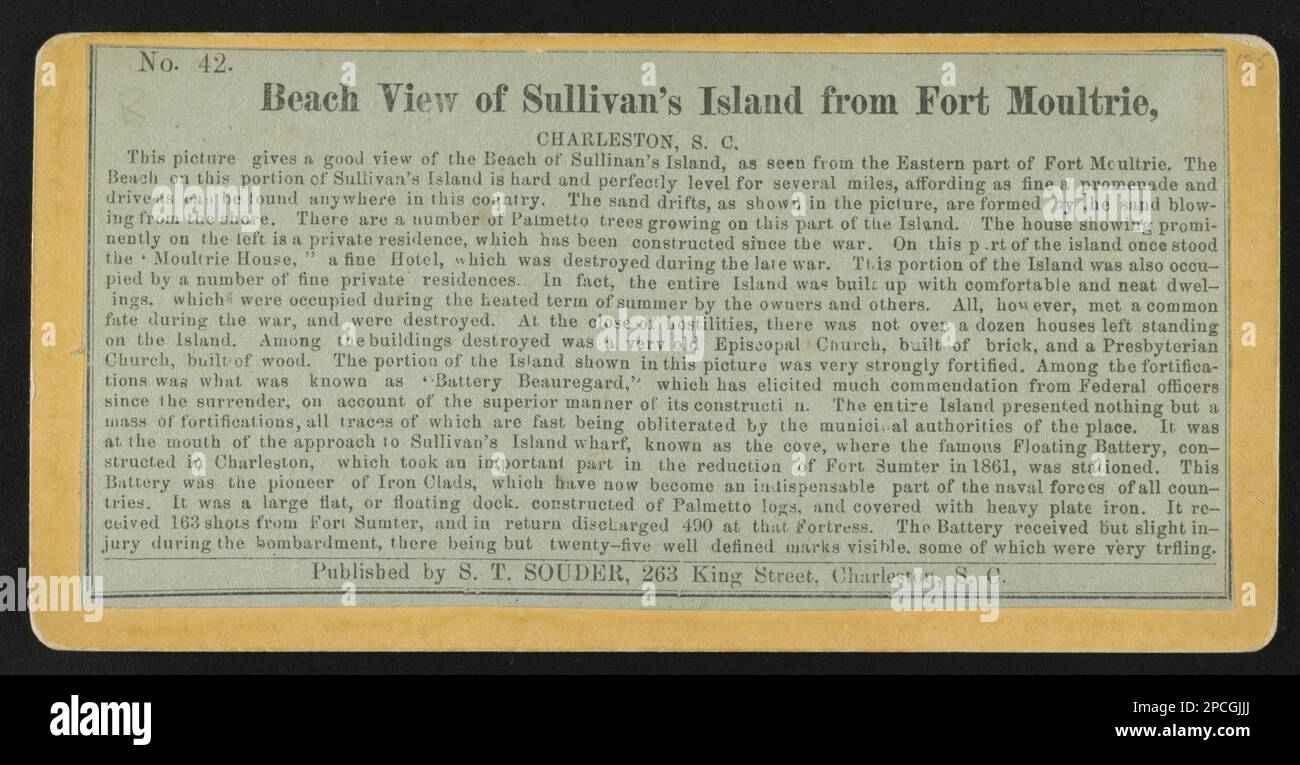 Beach view of Sullivan's Island from Fort Moultrie, Charleston, South ...
