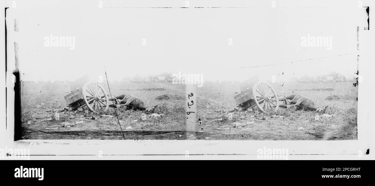 Gettysburg, Pennsylvania. Unfit for service. Artillery caisson and dead ...