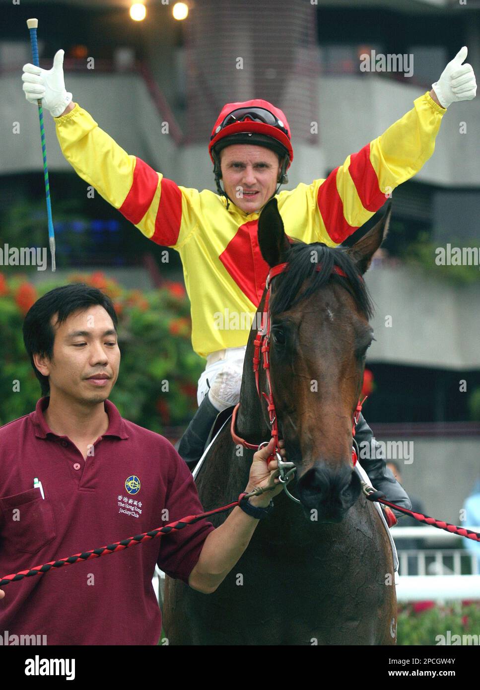 New Zealand-born Australian jockey Shane Dye celebrates after winning ...
