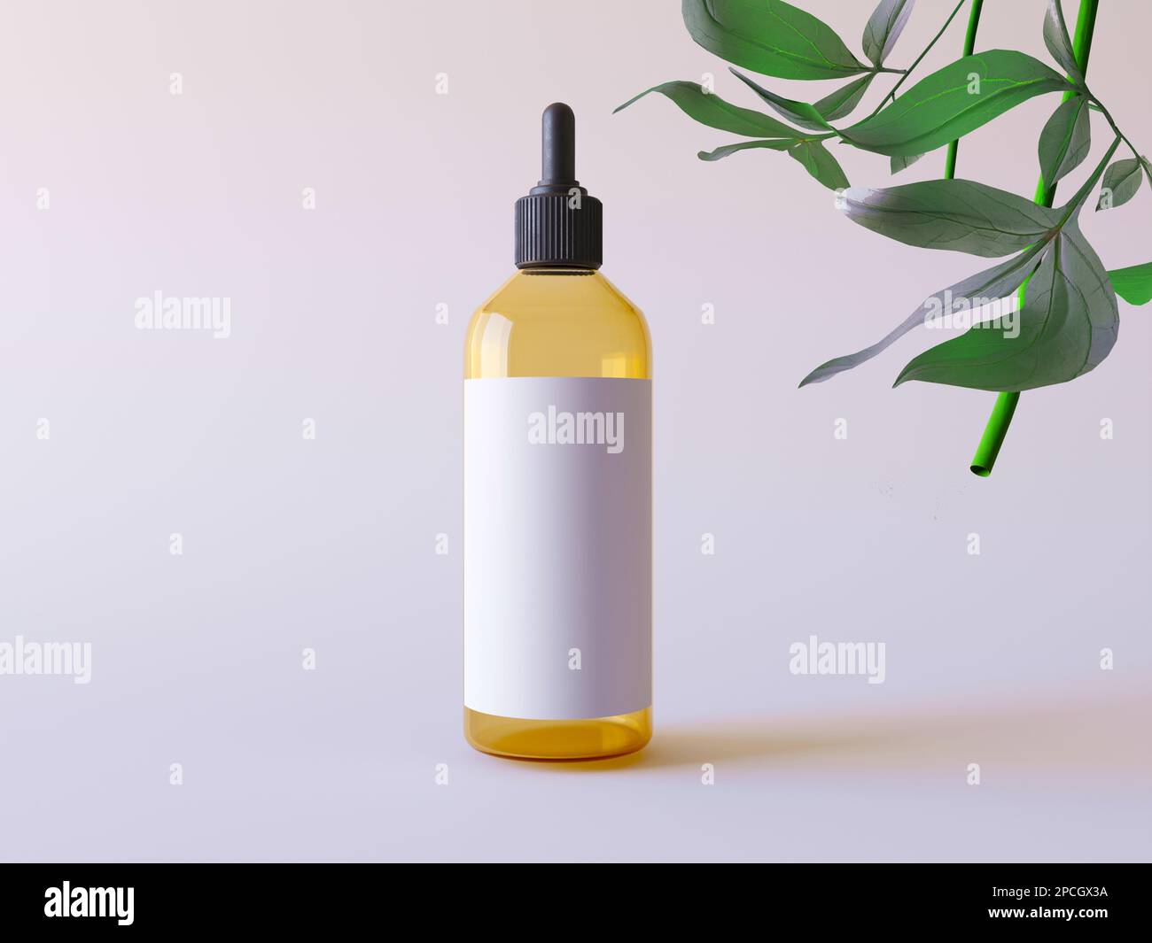 A large plastic bottle for serum, cosmetic oil and essence. Yellow ...