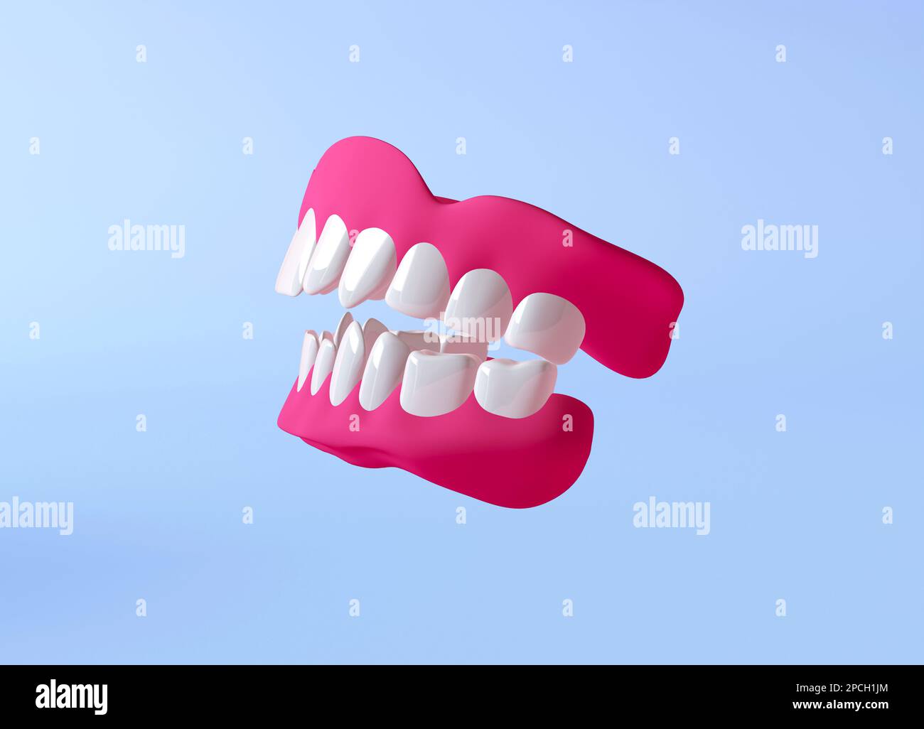 False teeth with ceramic teeth. Dental prosthesis, implant. 3d ...