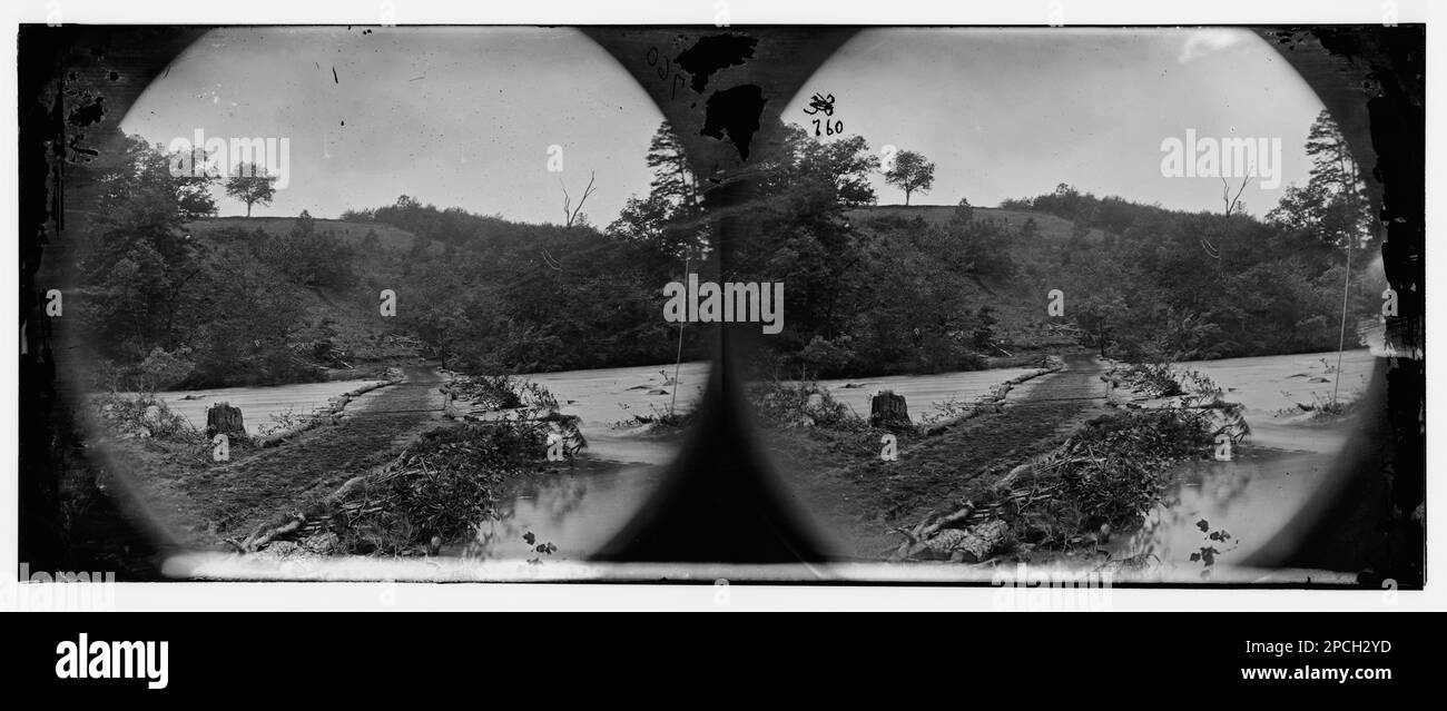 North Anna River, Virginia. View of log bridge at Quarles' mill. Where ...