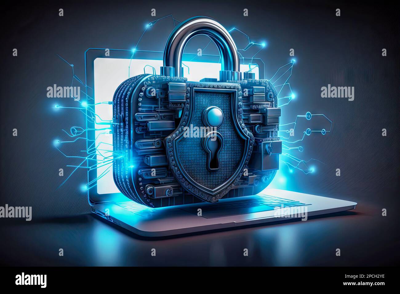 concept of cyber security, locked padlock on the laptop Stock Photo - Alamy