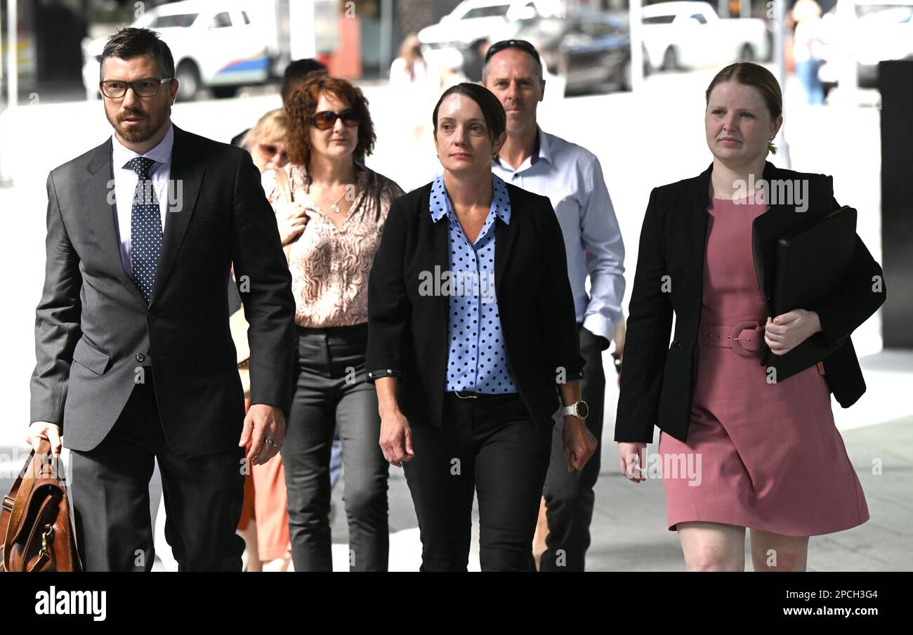 Susie Forte (centre), widow of Senior Constable Brett Forte arrives at ...