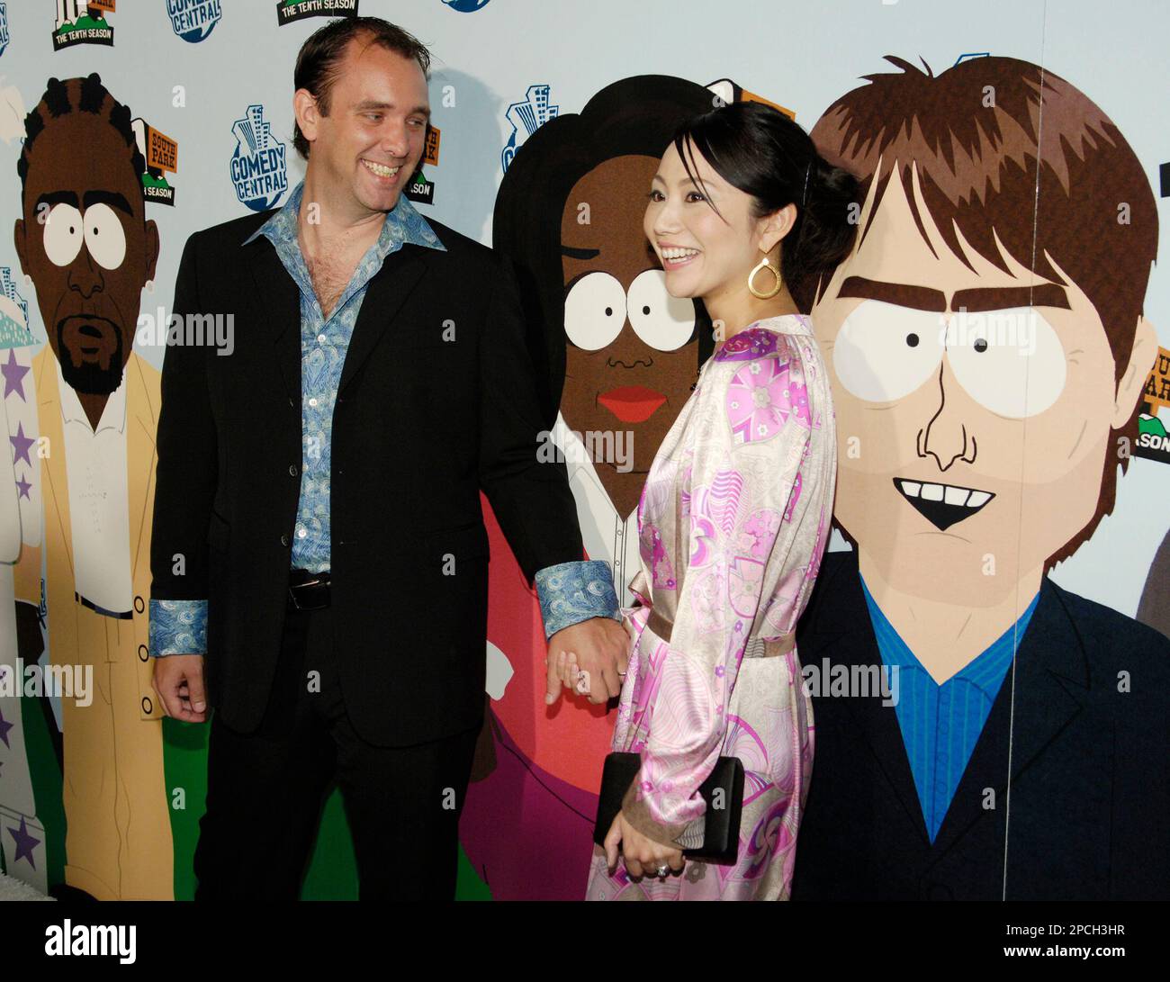 "South Park" co-creator Trey Parker arrives with his wife, Emma, at a ...