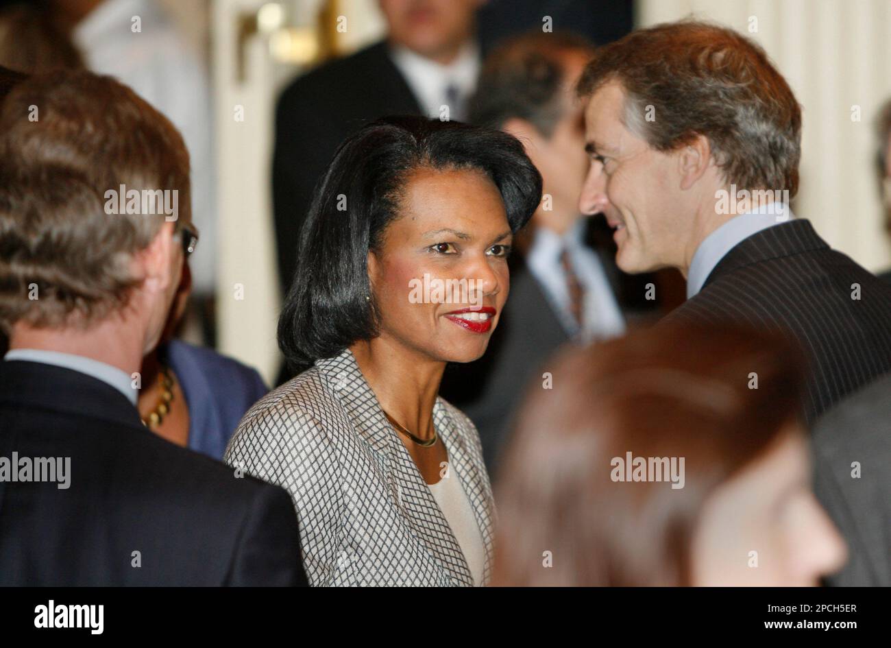 United States Secretary of State Condoleezza Rice, center is seen ...