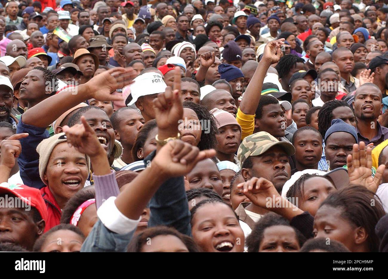 Supporters of former South Africa President Jacob Zuma jubilate outside ...