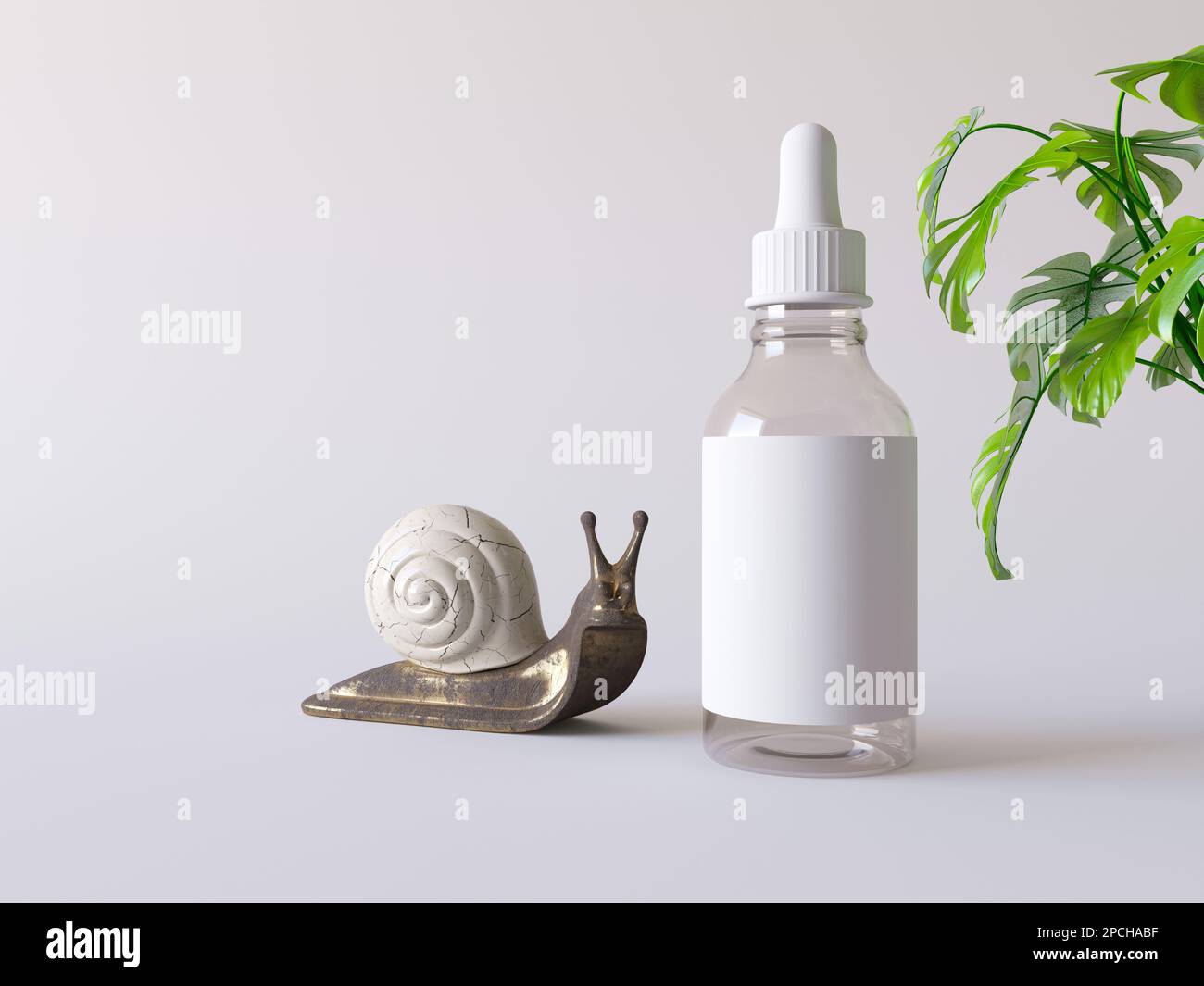 Giant snail Achatina and cosmetics. Snail serum glass bottle template ...
