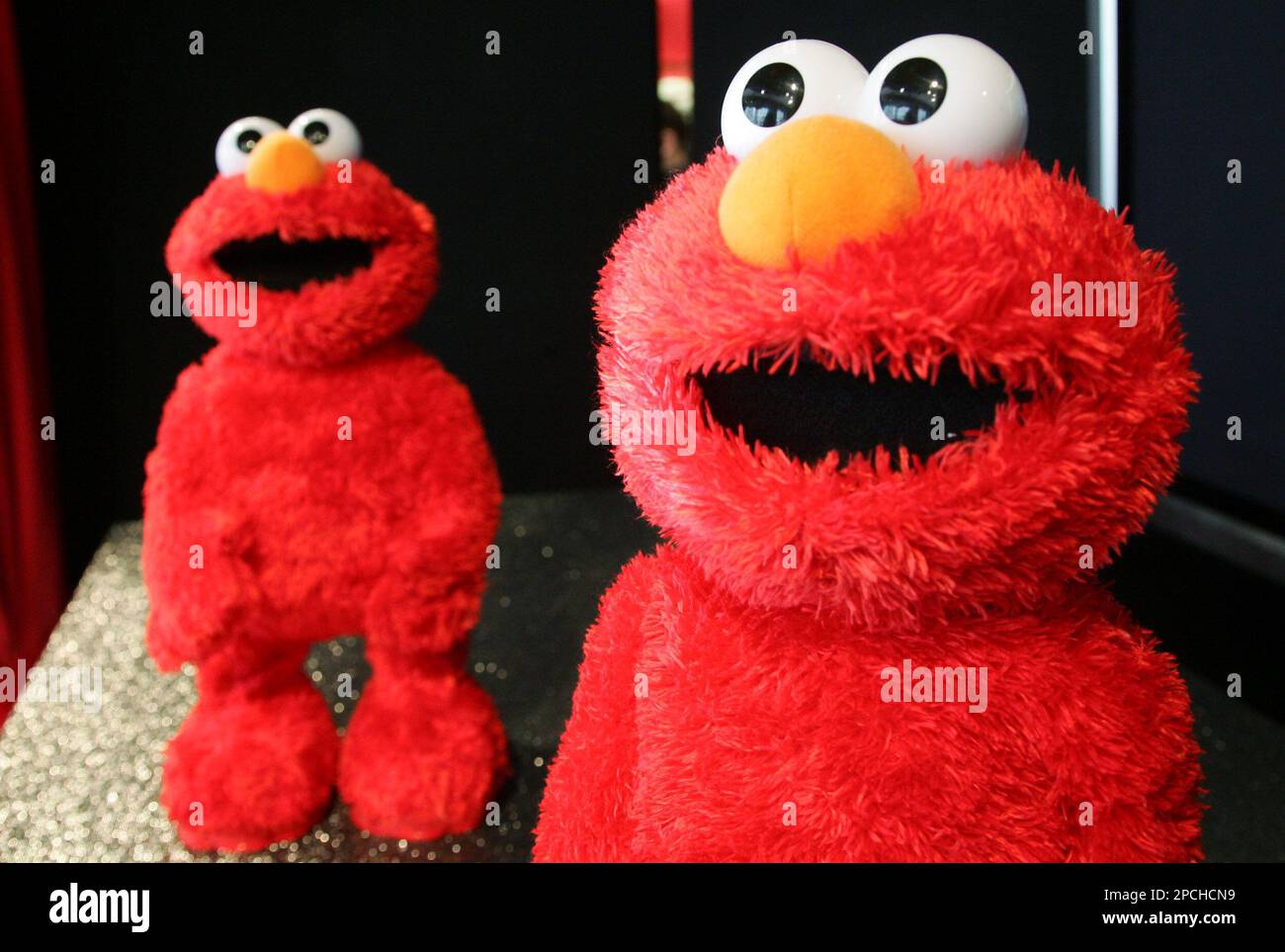 Two TMX Elmo on display as it is unveiled at Hamleys toy shop in London ...