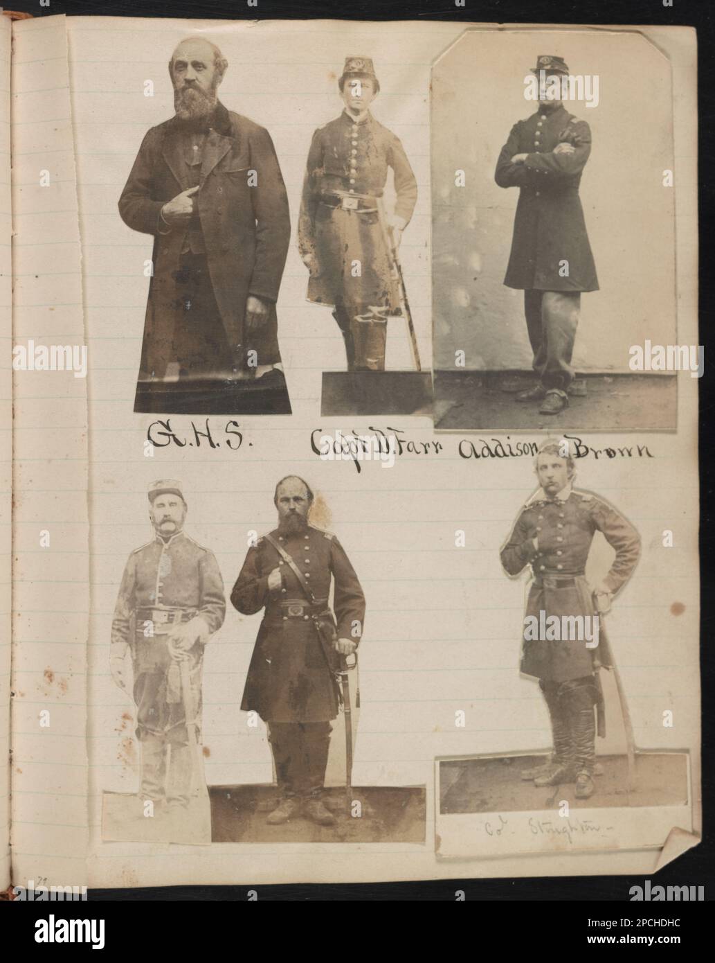 Six Union soldiers labeled G.H.S., Captain D Farr, Addison Brown, and ...