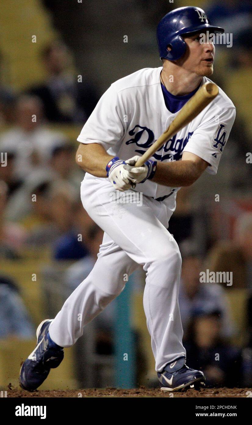 Los Angeles Dodgers' J.D. Drew watches his home run off San Diego ...