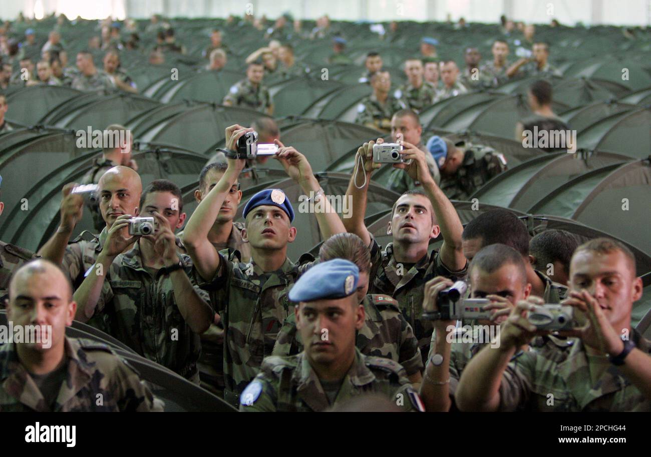 French U.N. peacekeeper soldiers take pictures to the France's Defense ...