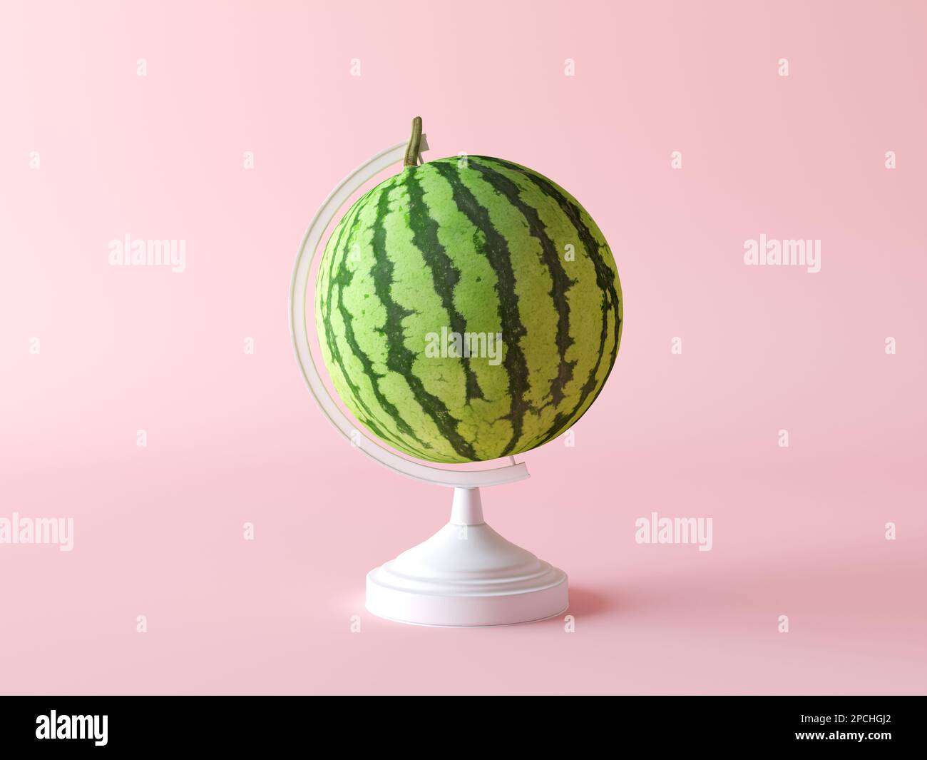 Globe sphere orb watermelon concept on pastel pink background. Minimal ...