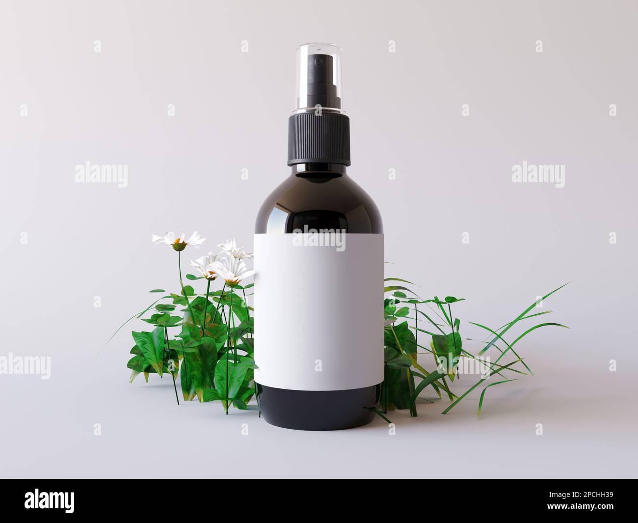 Amber Spray Bottle Mockup 3D render Illustration isolated on grey ...