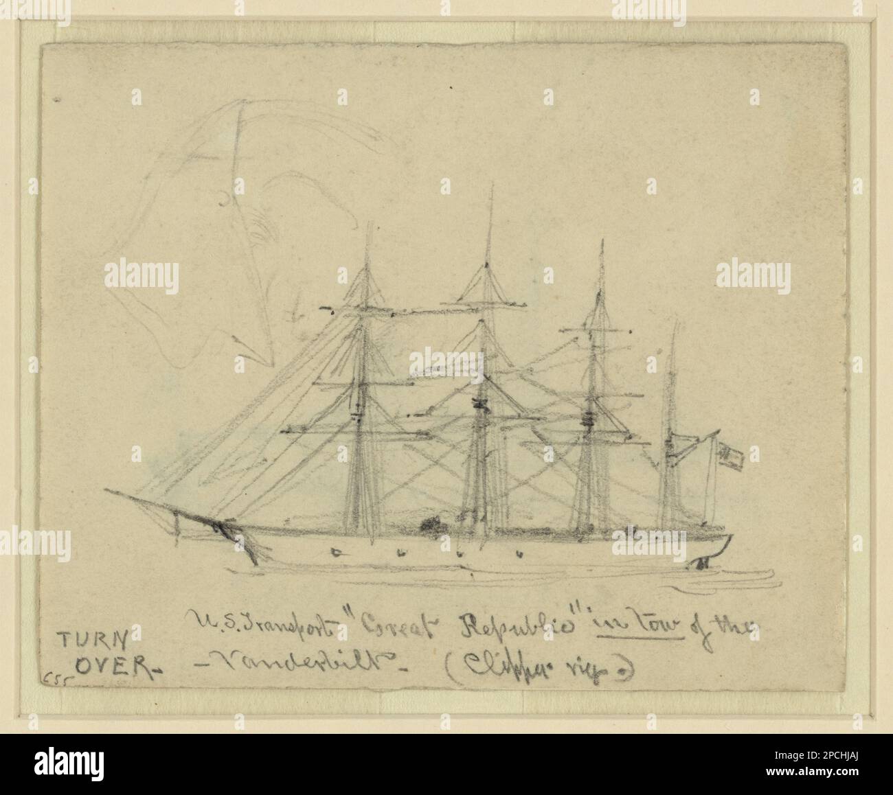 U.S. Transport "Great Republic" in tow of the Vanderbilt (Clipper rig ...