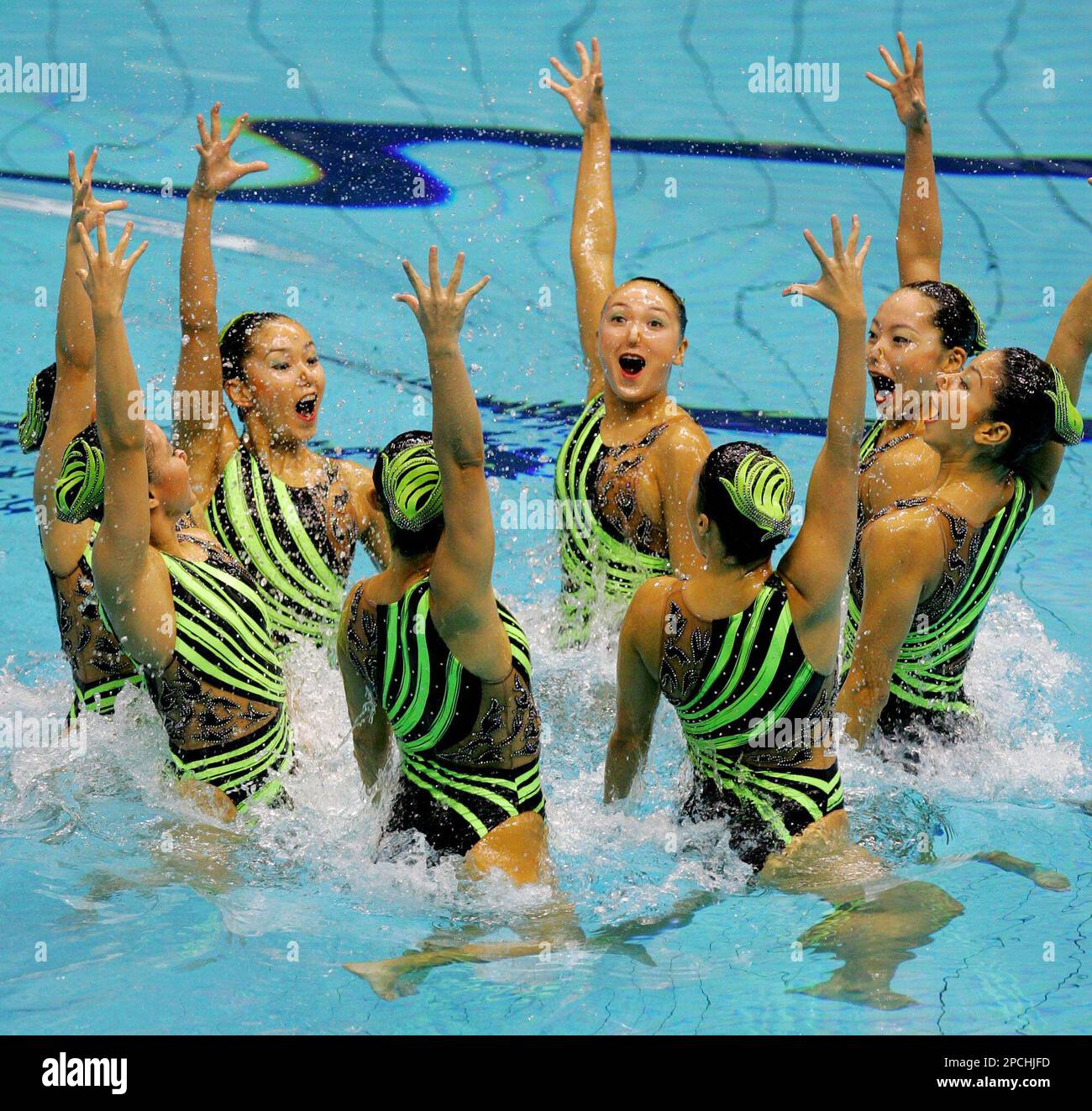 Japan's Synchronized Swimming team performs during the team free ...