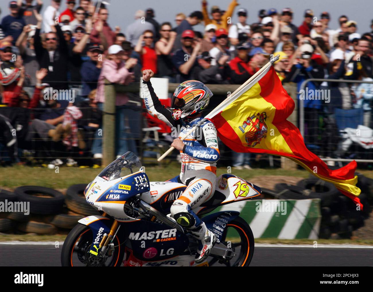 Newly crowned 125cc World Champion Spain's 125cc class motorcycle racer ...