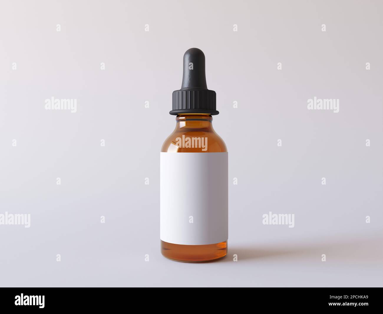 Amber Glass Dropper Bottle Mockup - One Bottle. Blank Label. 3D render ...