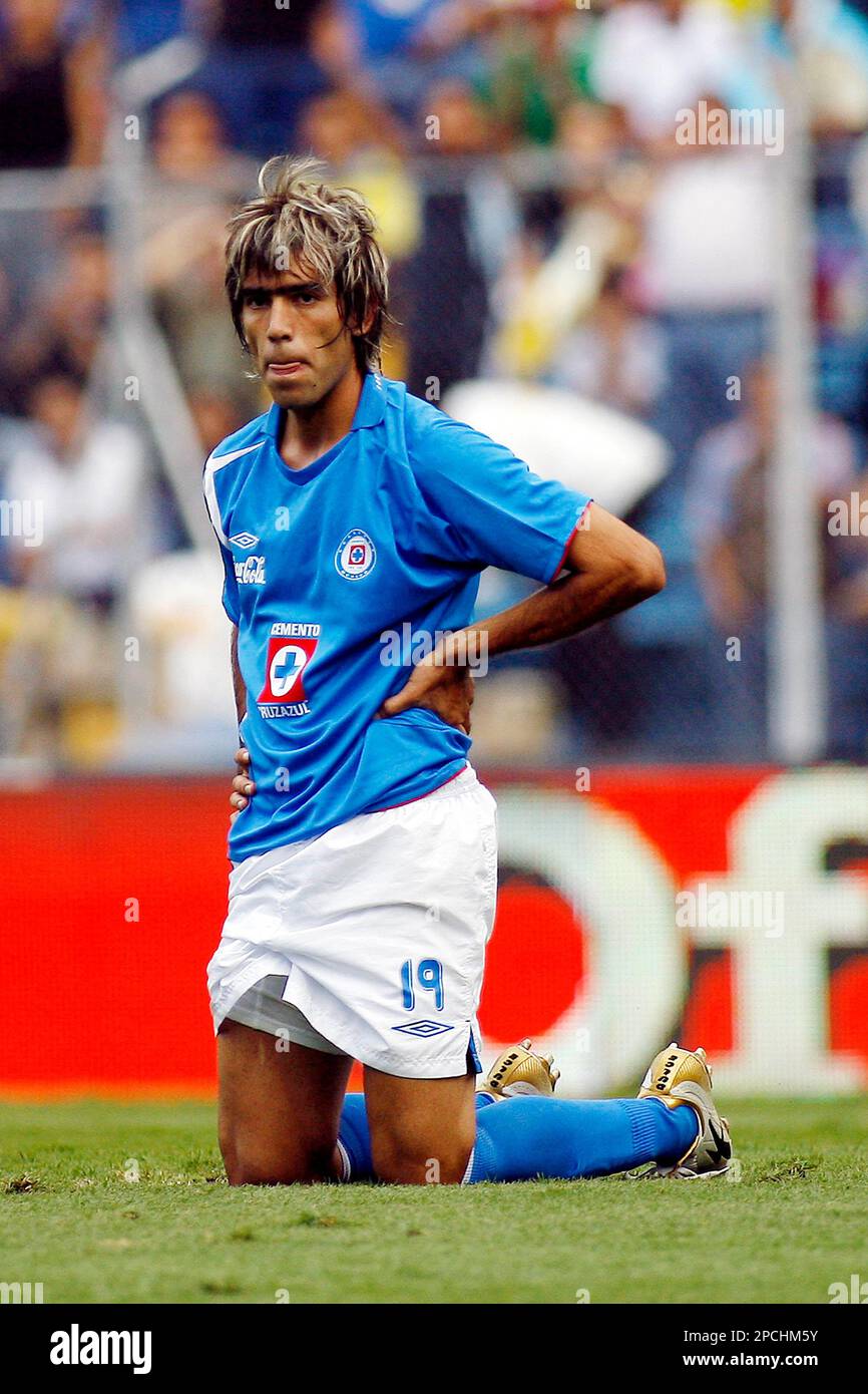 Cruz Azul's Cesar Delgado, from Argentina, reacts during a game against ...