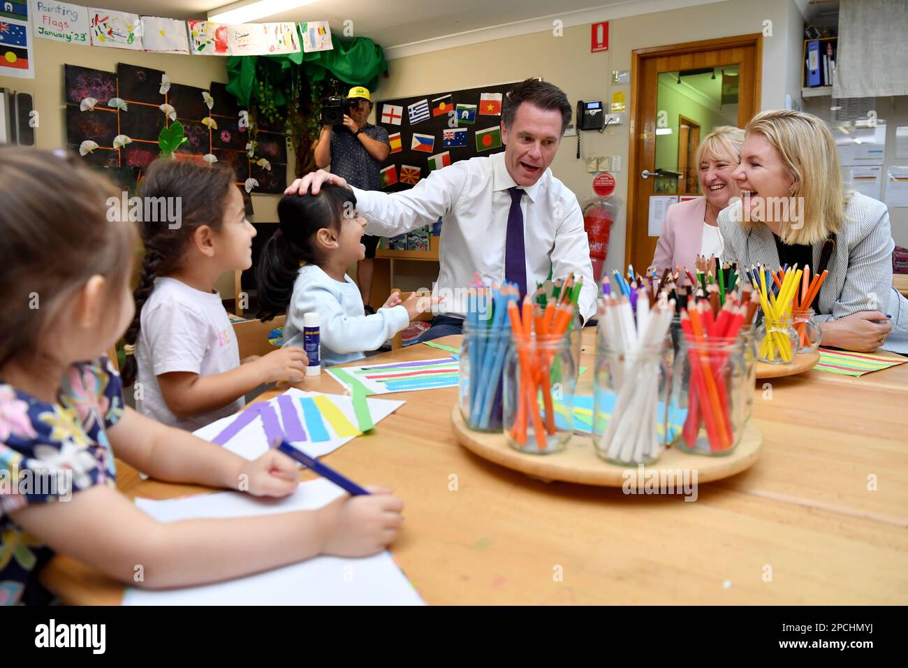 (L-R) NSW Labor leader Chris Minns, NSW Labor Candidate for East Hills Kylie Wilkinson, and ...