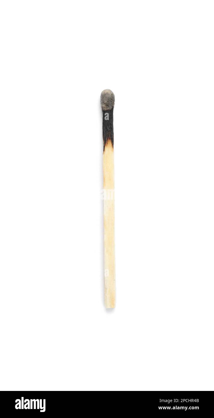 Burnt match isolated on white, top view Stock Photo - Alamy
