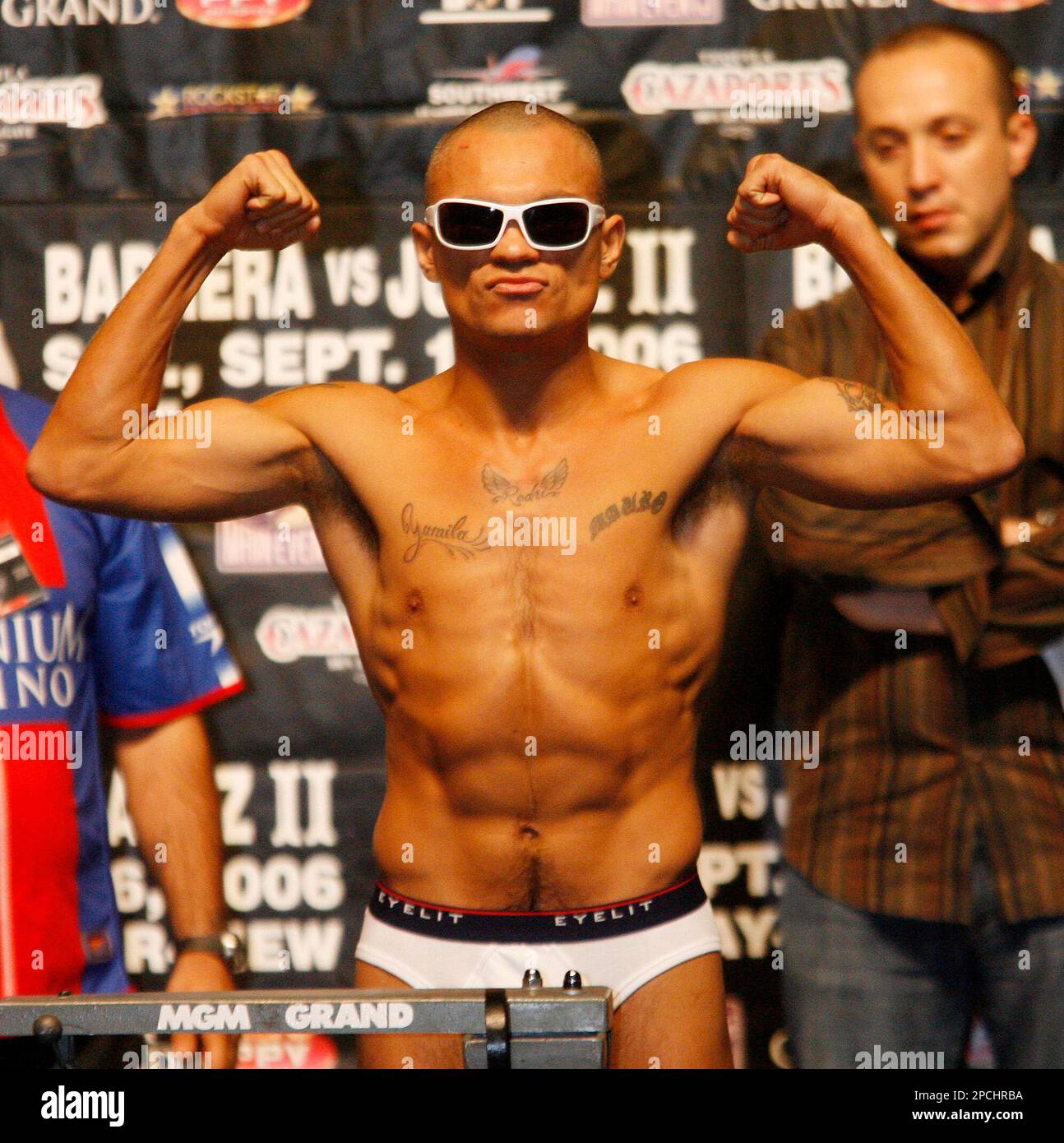 Jorge Rodrigo Barrios weighs in at the MGM Grand Garden Arena in Las ...