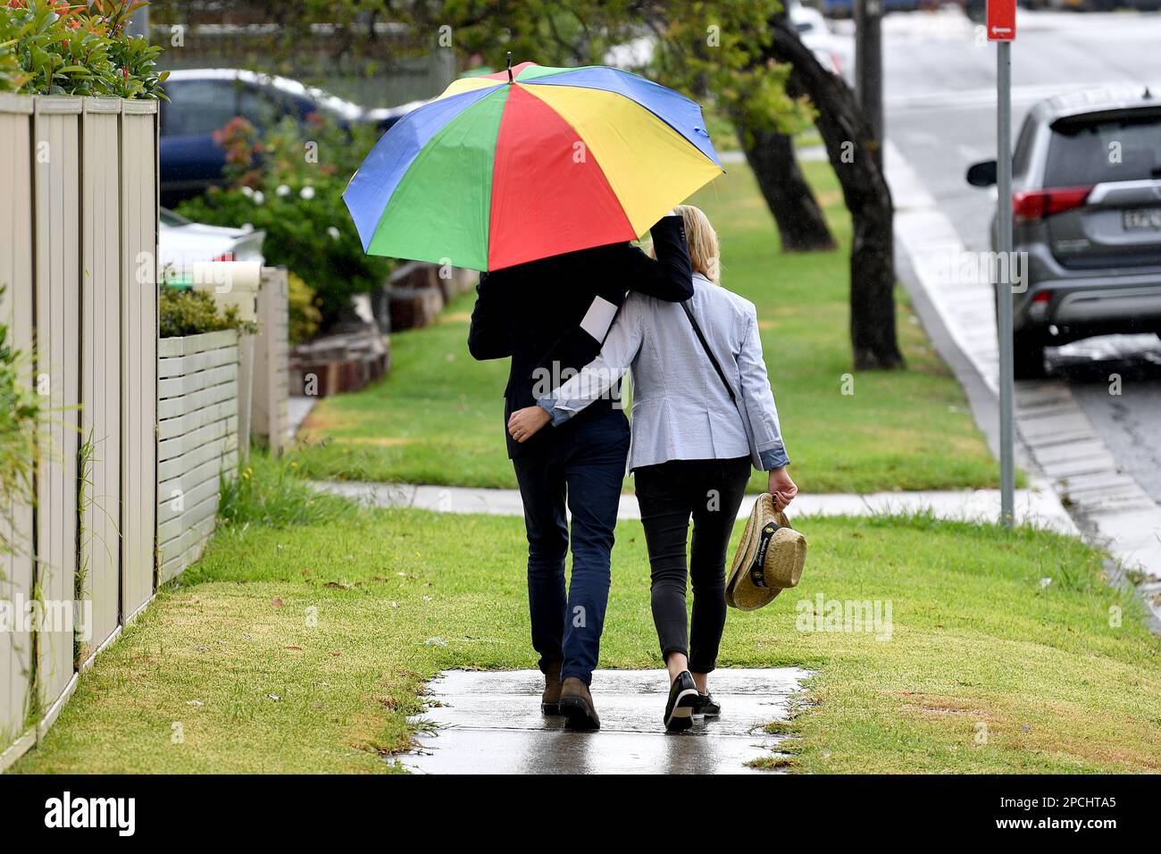 NSW Labor leader Chris Minns (left), and his wife Anna Minns departing ...