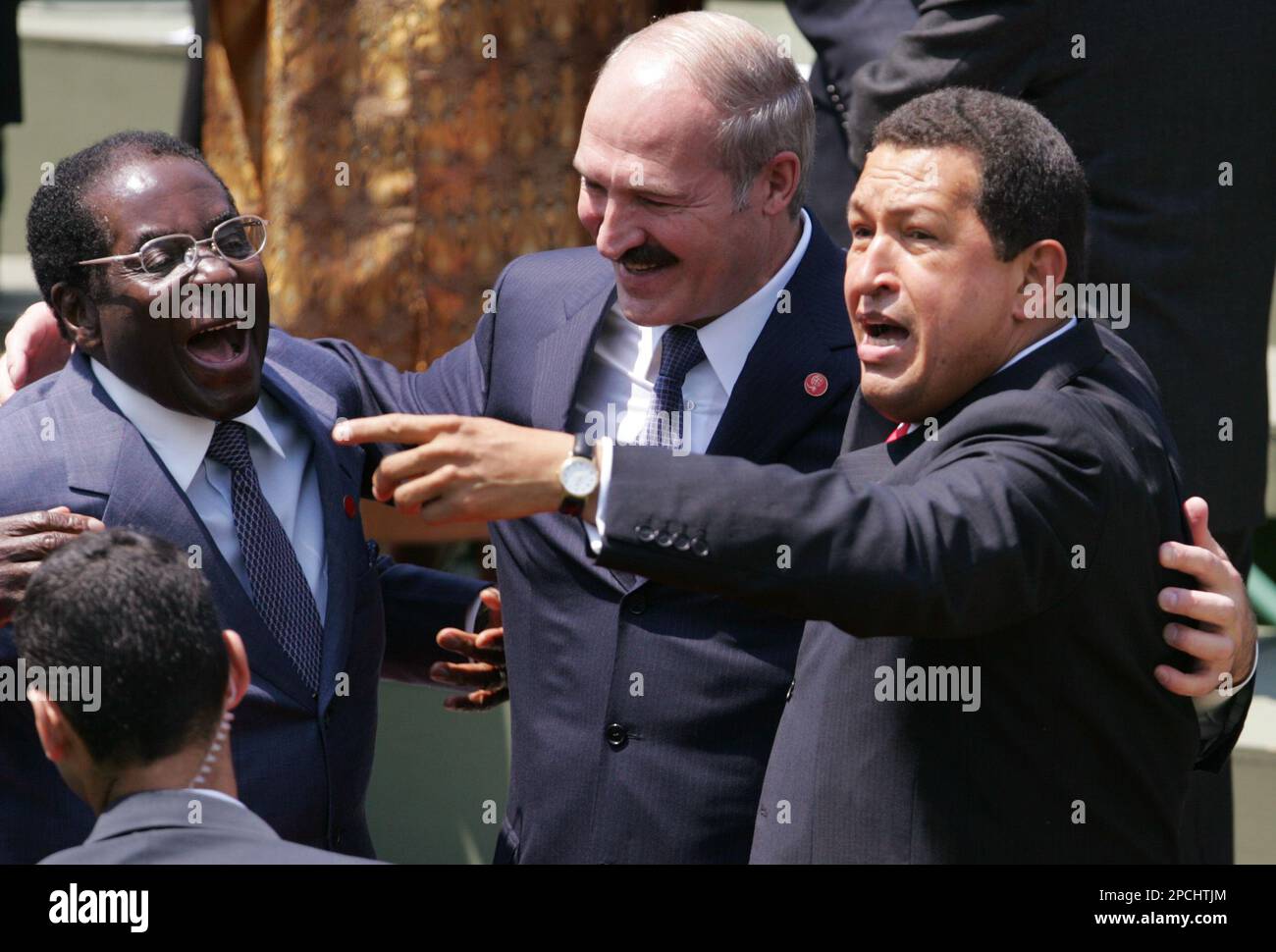 From left, the presidents of Zimbabwe, Robert Mugabe, Belarus ...