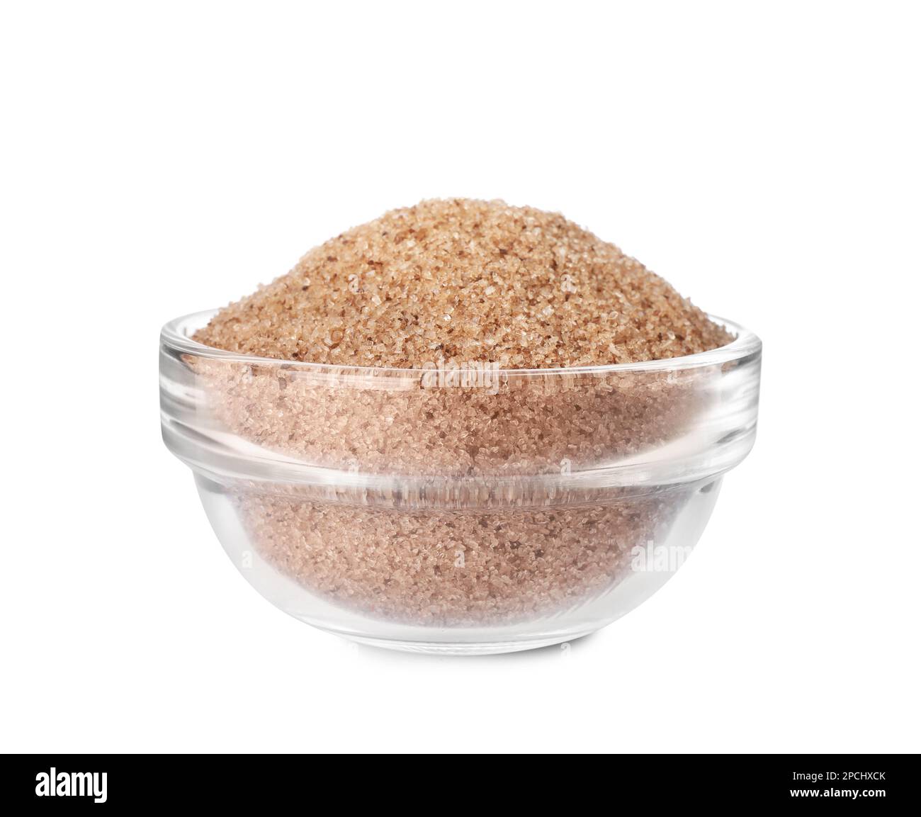 Brown salt in glass bowl isolated on white Stock Photo - Alamy