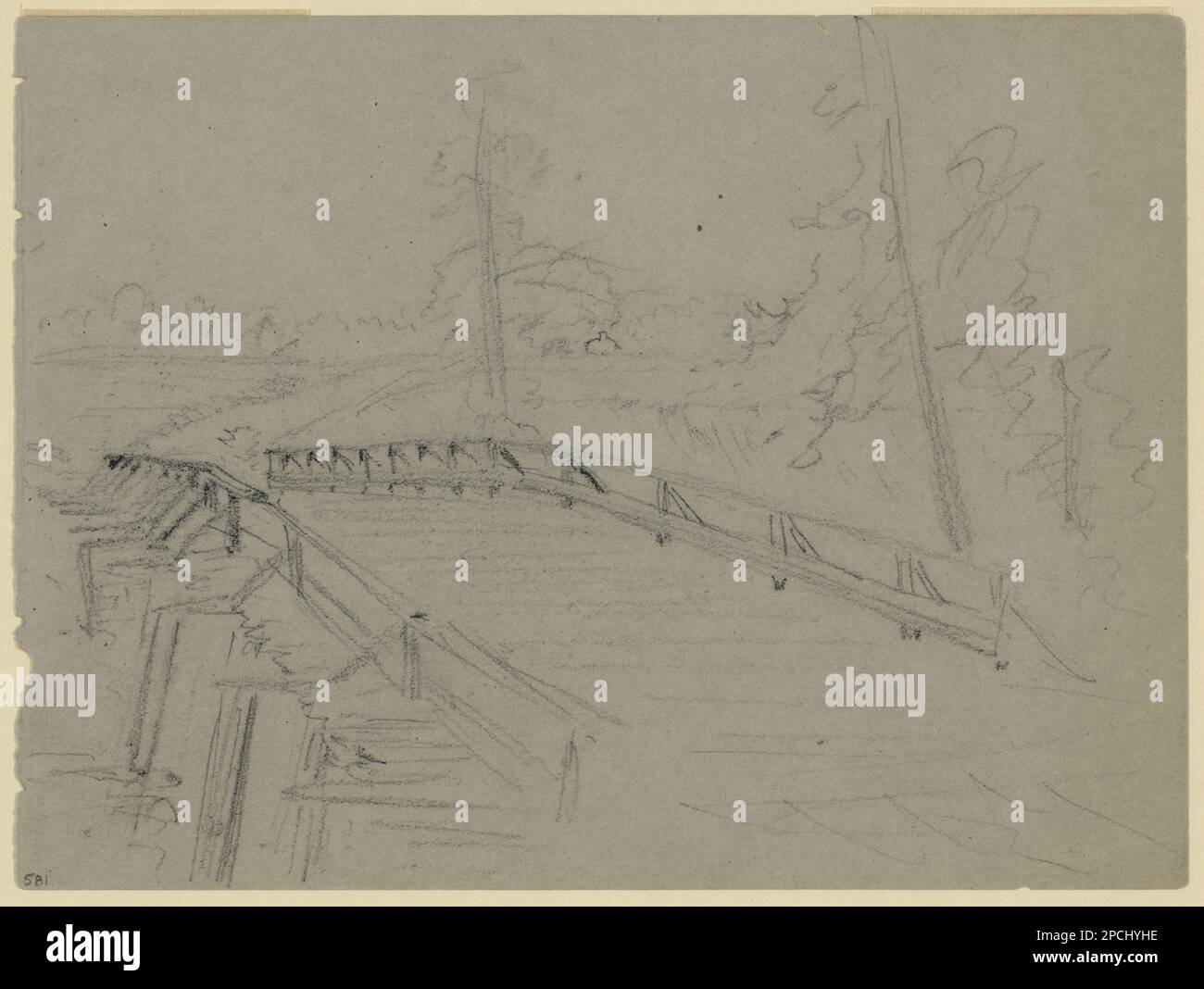 A bridge across a river. Morgan collection of Civil War drawings ...