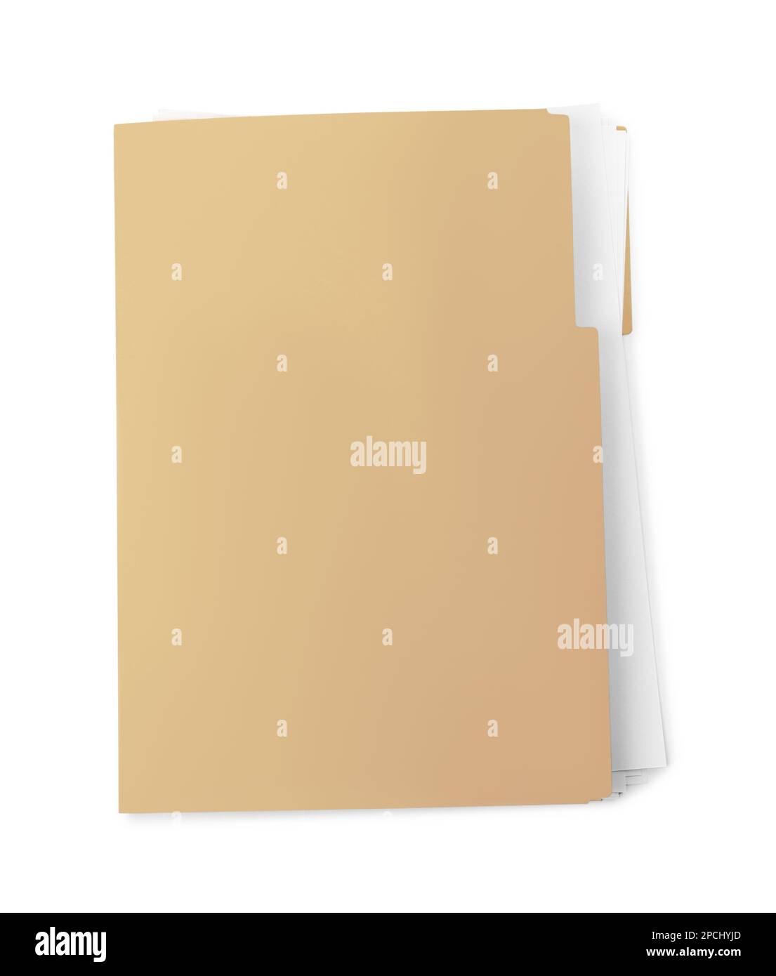 Yellow file with documents isolated on white, top view Stock Photo - Alamy