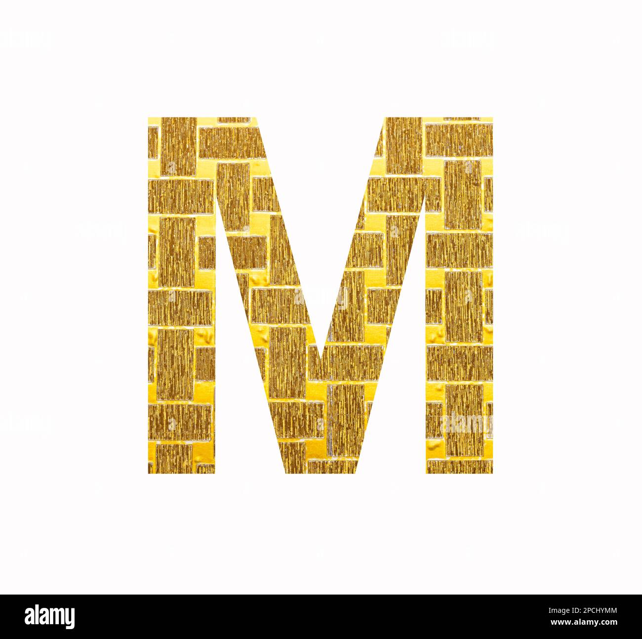 Alphabet letter M uppercase - Gold glitter foil textured Stock Photo ...