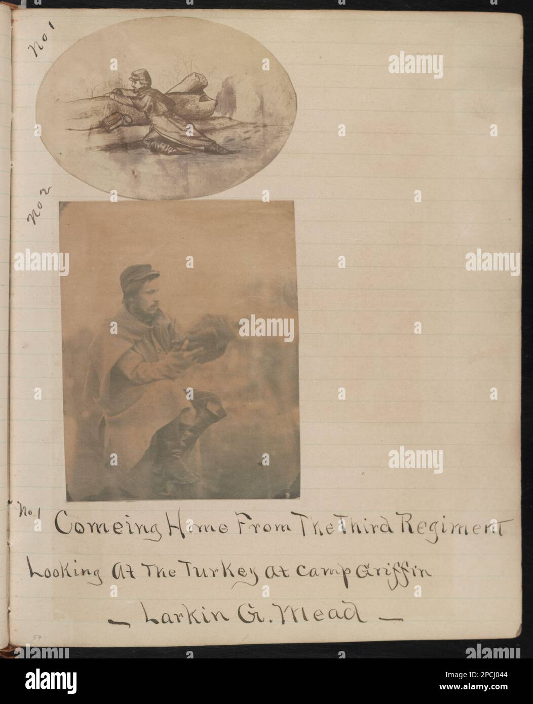 Comeing i.e. coming home from the Third Regiment Looking at the turkey ...