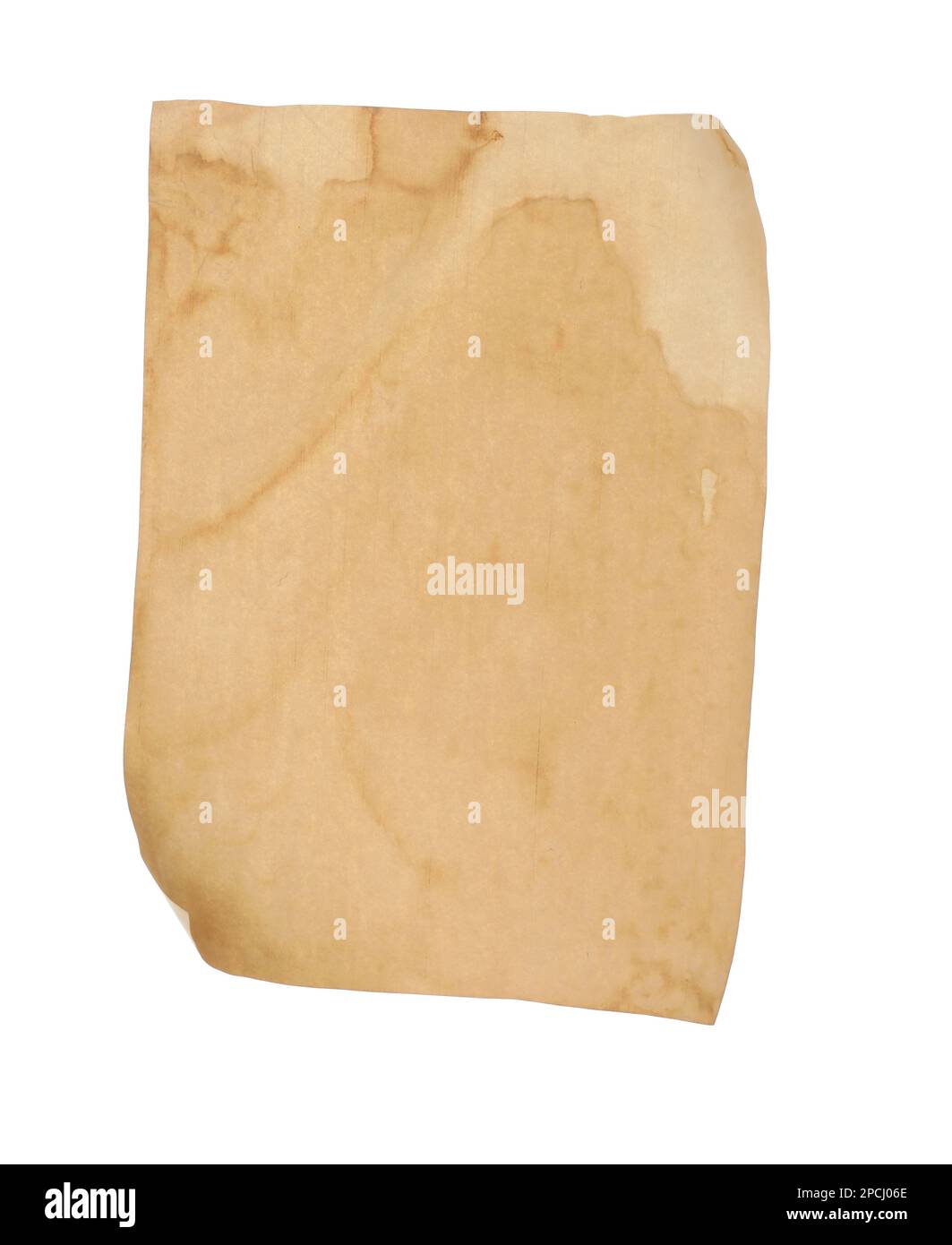 Sheet of old parchment paper isolated on white. Space for design Stock ...