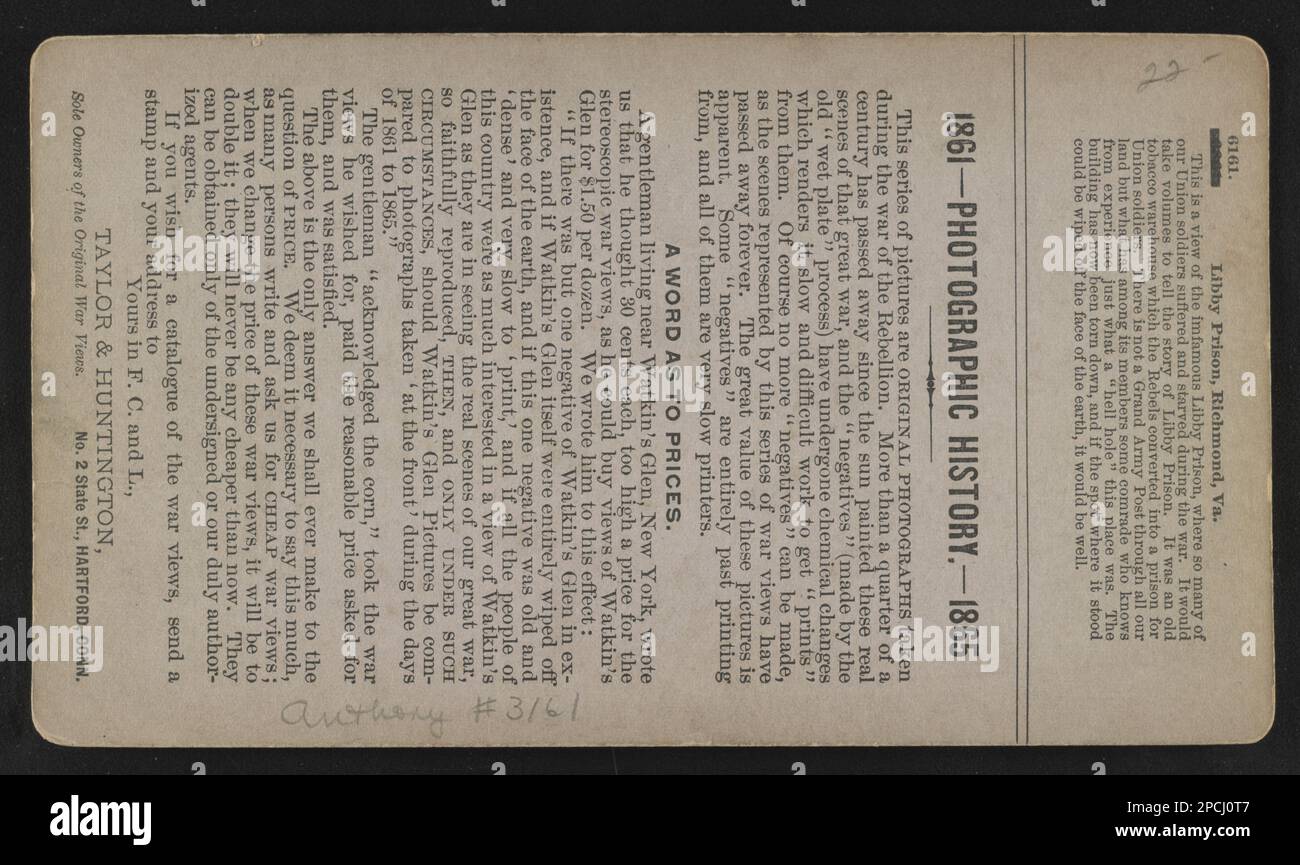 Libby Prison, Richmond, Virginia. The Robin G. Stanford Collection ...