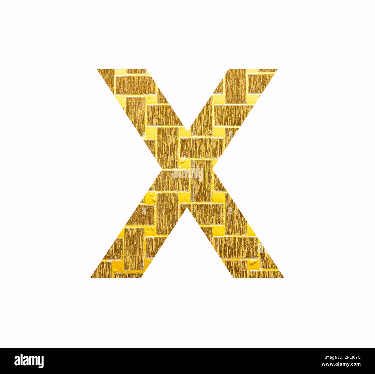 Alphabet letter X uppercase - Gold glitter foil textured Stock Photo ...