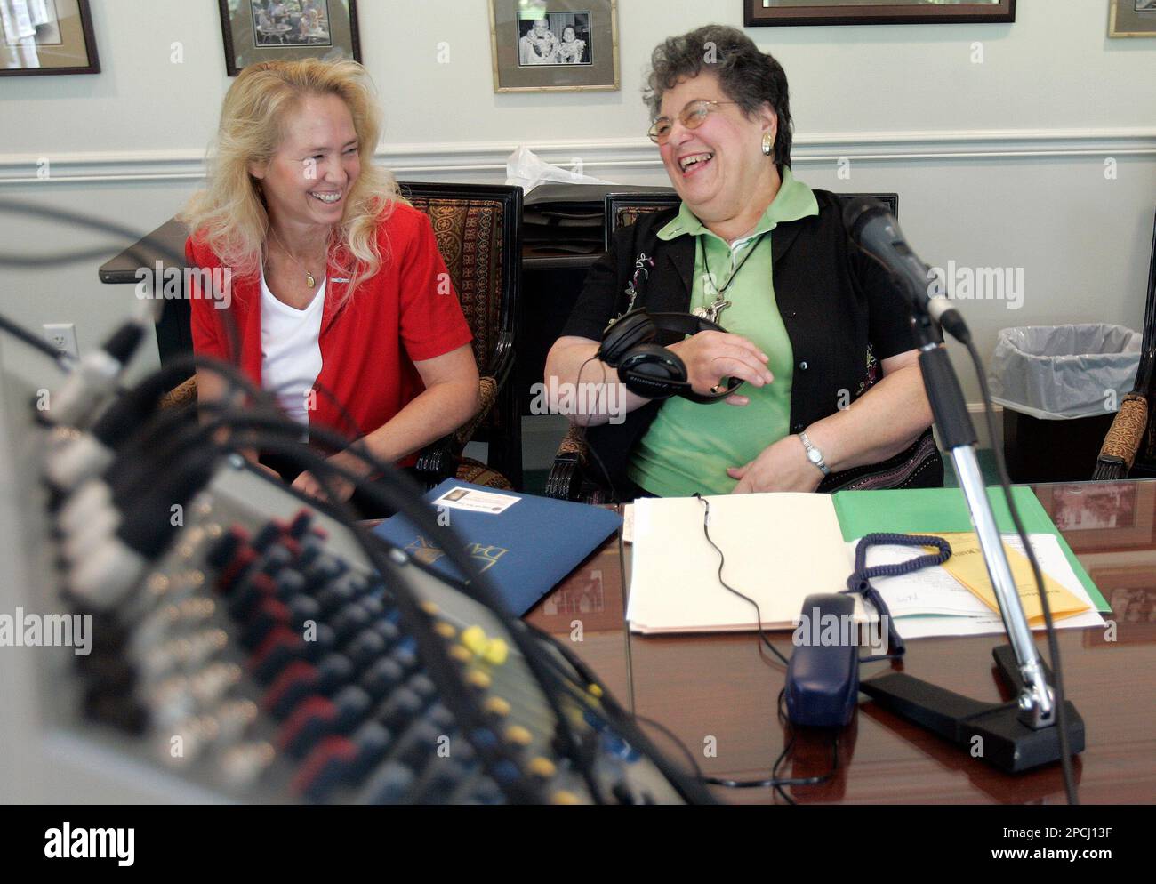 Radio Maria coordinator Mary Pyper, left, and programming volunteer ...