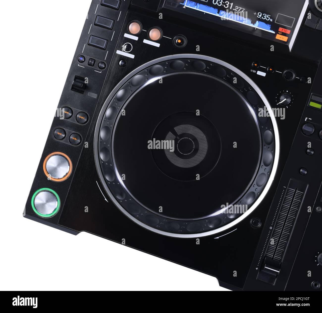 Modern DJ controller on white background, top view Stock Photo - Alamy