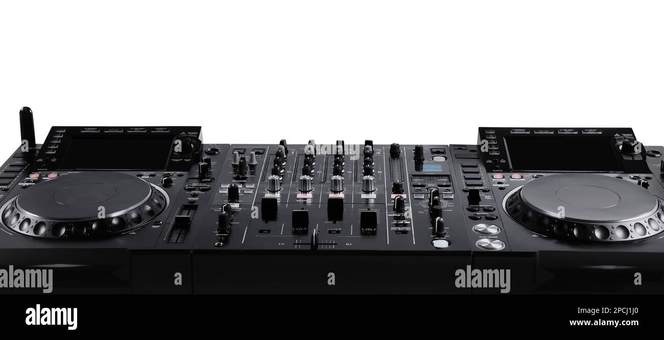 Modern DJ controller on white background, closeup Stock Photo - Alamy