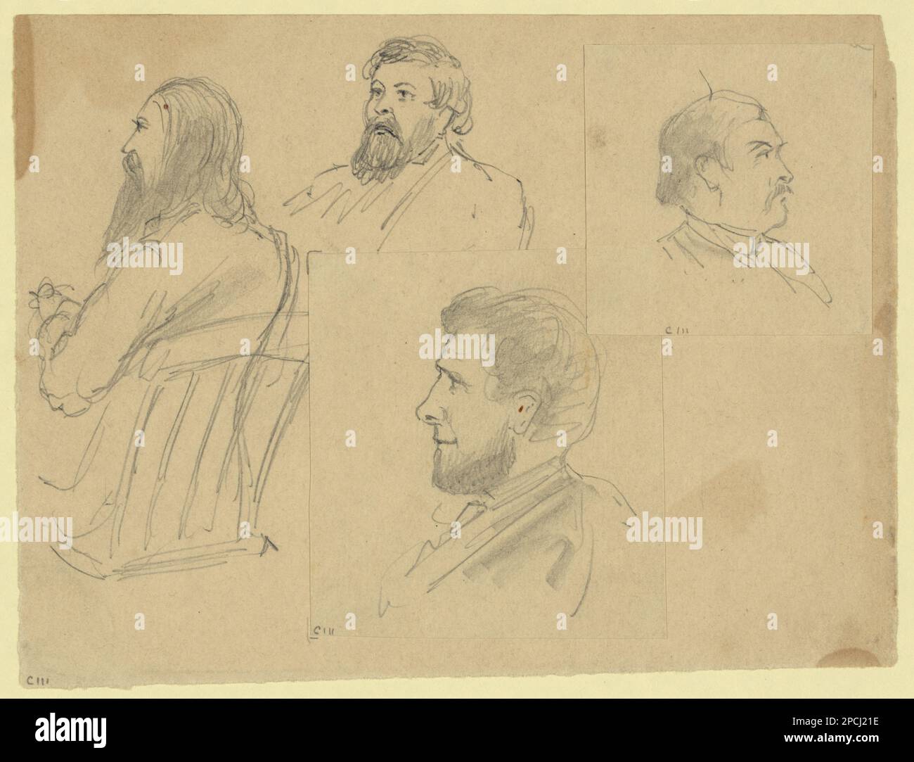 Bust portraits of four men including Colonel Hill of the Athens ...