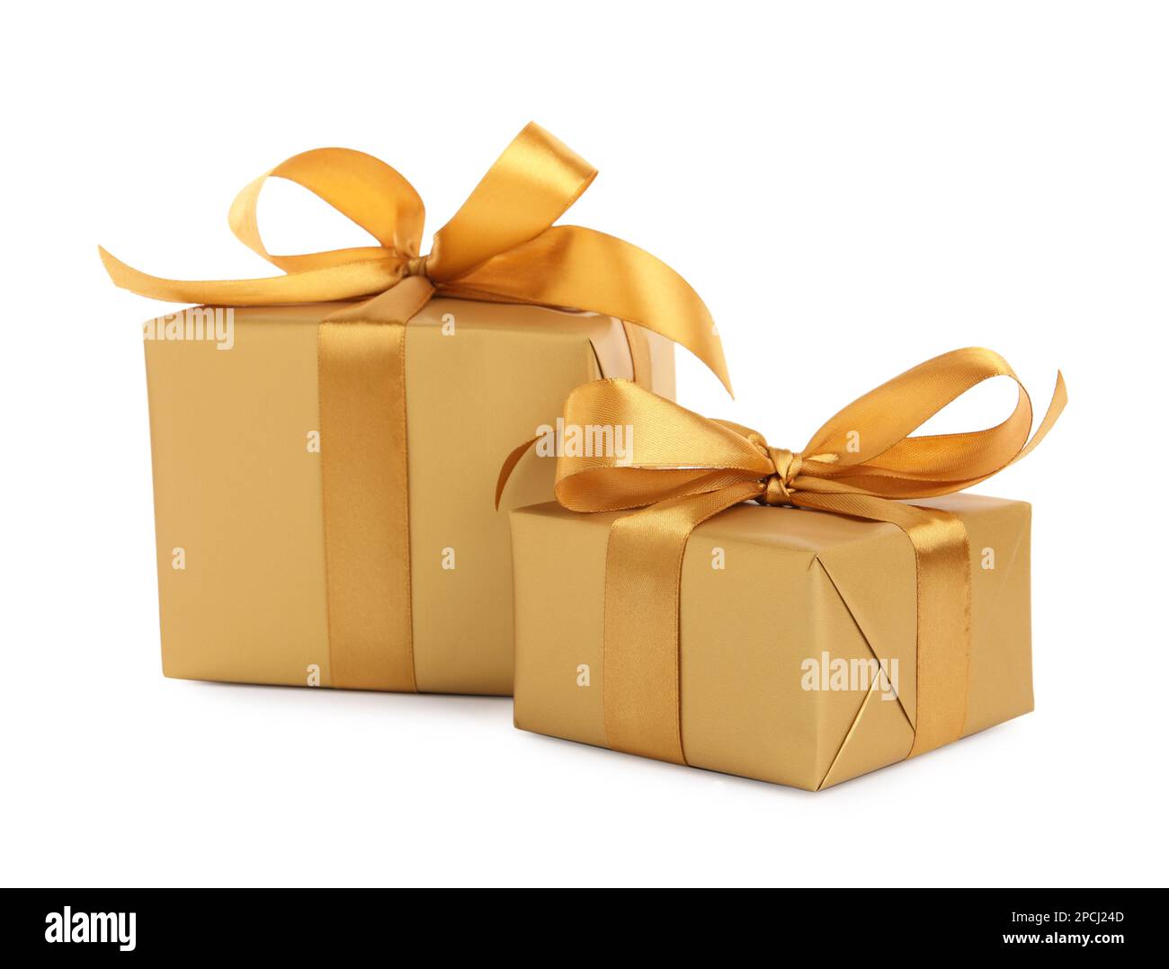 Two beautiful gift boxes on white background Stock Photo - Alamy