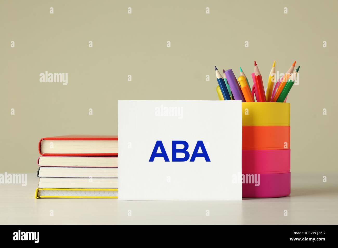 Set of stationery and card with abbreviation ABA (Applied Behavior ...