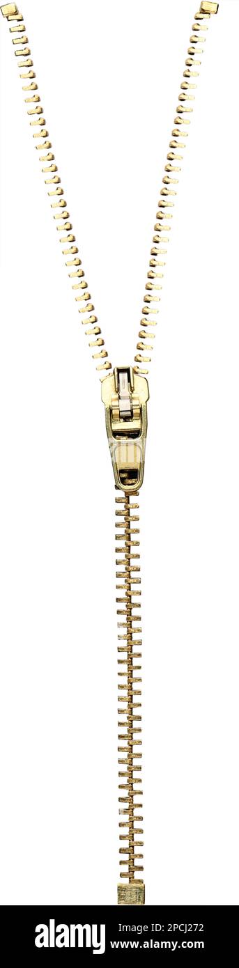Metal zipper isolated on white. Vertical banner design Stock Photo - Alamy