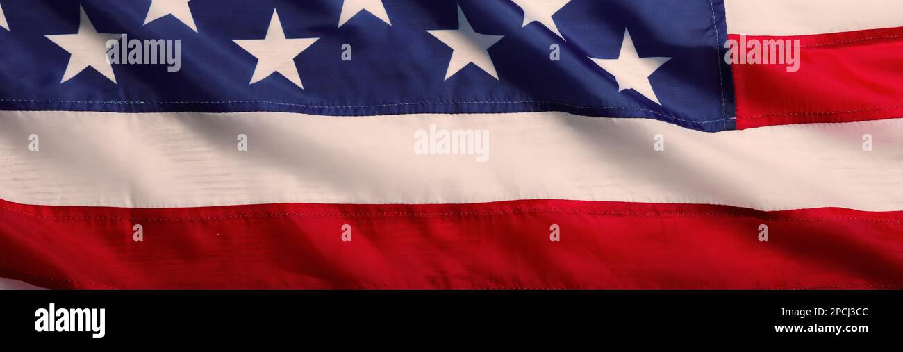 National American flag as background, top view. Banner design Stock ...
