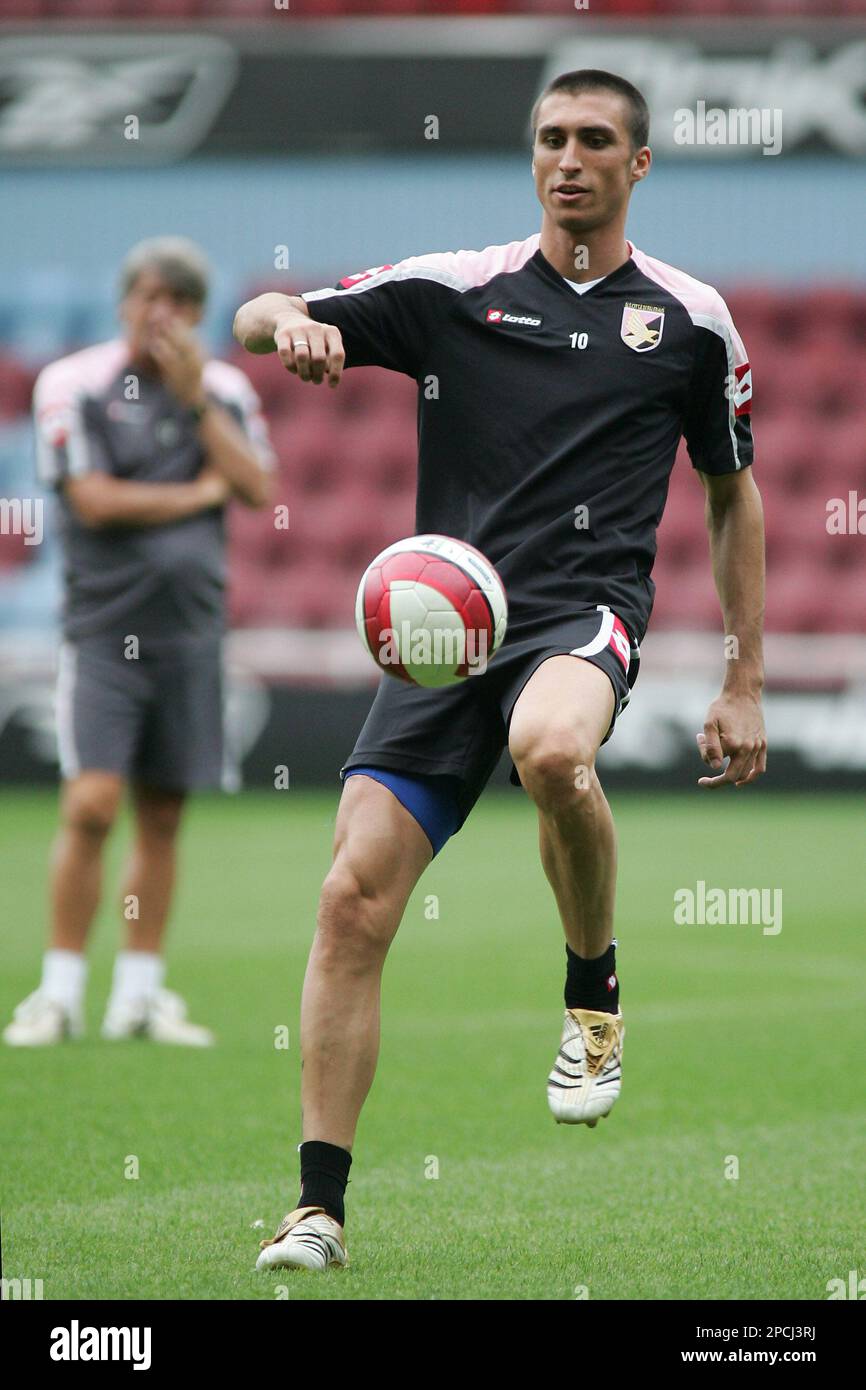 Palermo's forward Andrea Caracciolo trains at West Ham United's Upton ...